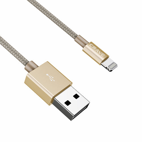 Apple MFI to USB Cable - 4 ft Gold - Crave Direct
